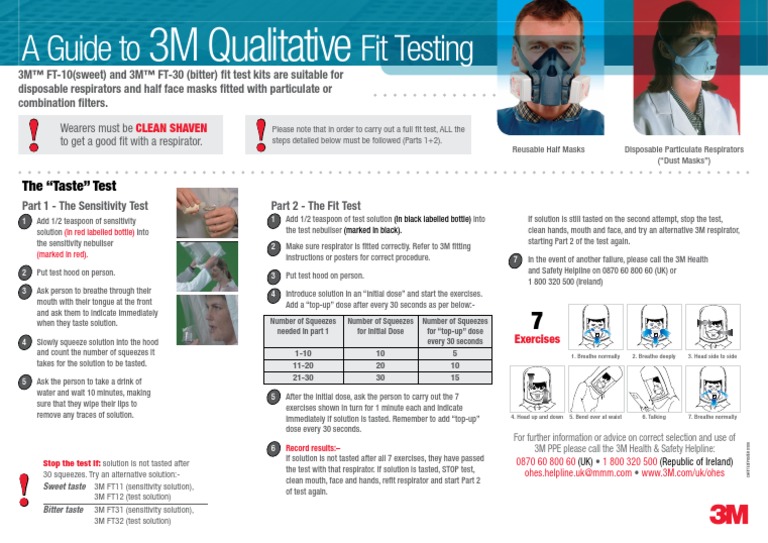 3M Respirator Fit Tesing Guide - One Page | PDF | Personal Protective ...