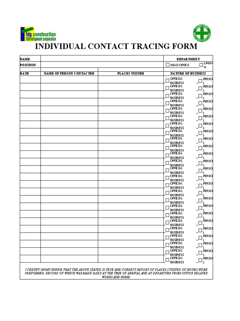 RFDGCDC Contact Tracing Form | PDF