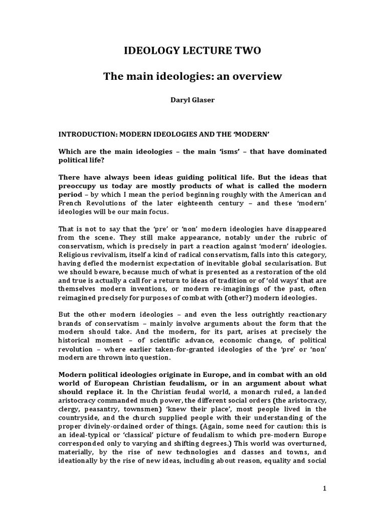 Ideology Lecture Two The Main Ideologies: An Overview | Download Free ...
