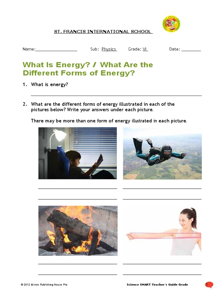 Grade 6 - Energy Worksheet | PDF