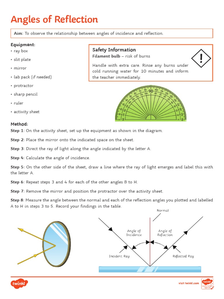 Angles of Reflection: Safety Information | PDF | Reflection (Physics) | Mirror