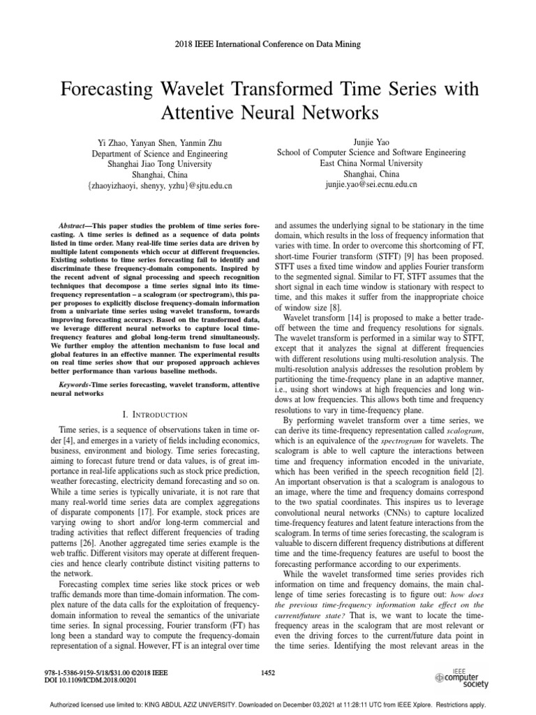 Forecasting Wavelet Transformed Time Series With Attentive Neural Networks | PDF | Time Series ...