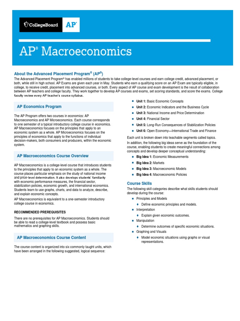 AP Macroeconomics: About The Advanced Placement Program (AP) | PDF ...