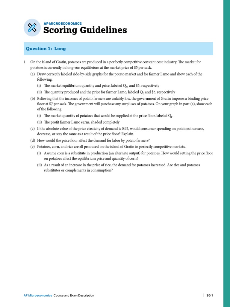 AP Microeconomics Scoring Guidelines | PDF | Demand | Microeconomics
