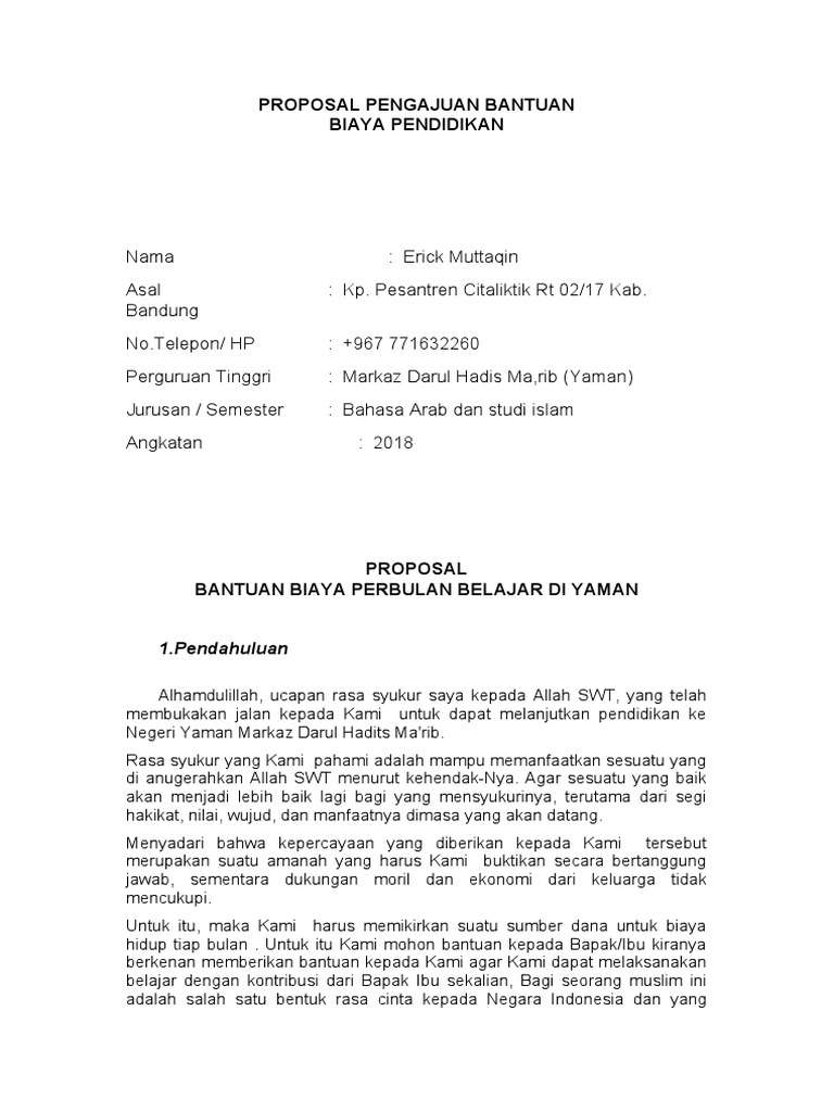 Proposal Pengajuan Beasiswa | PDF
