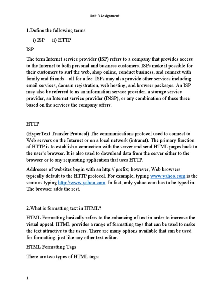 IWD Unit 3 Assignment | PDF | Html | Html Element