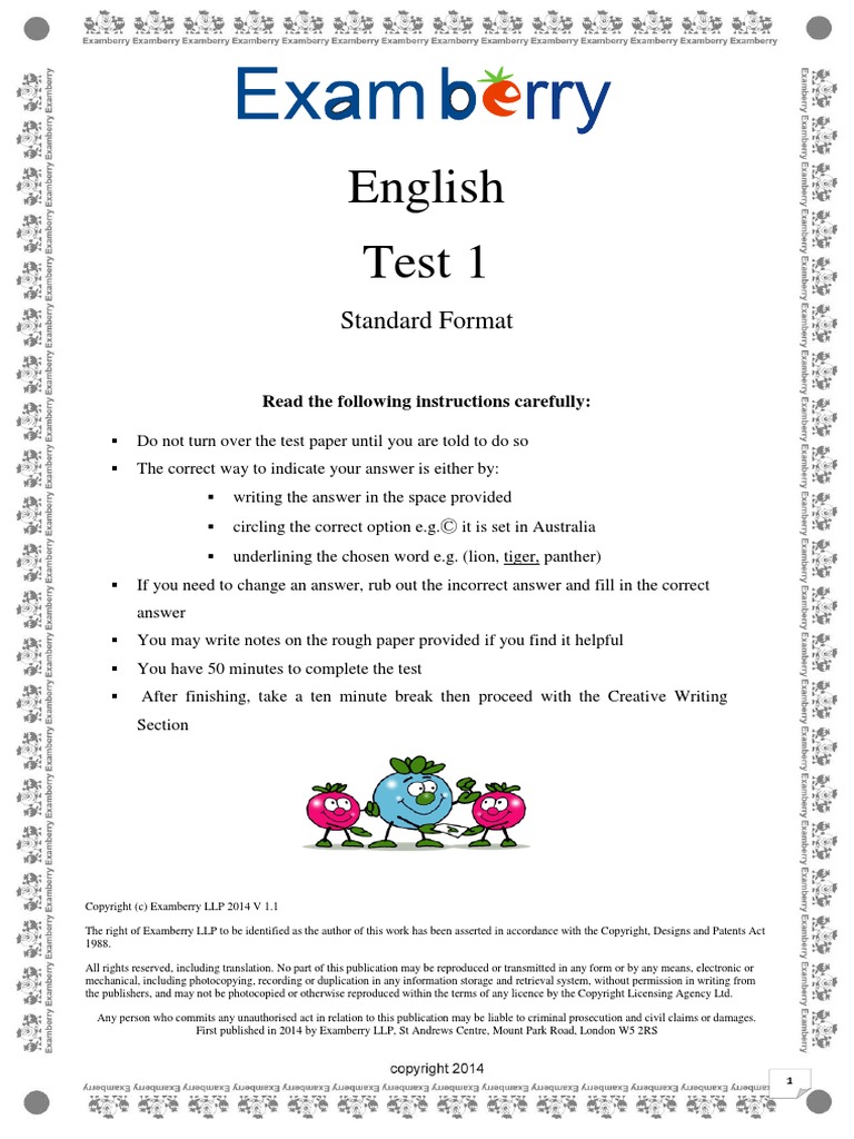 Examberry English Paper 1 | PDF | Part Of Speech | Linguistics