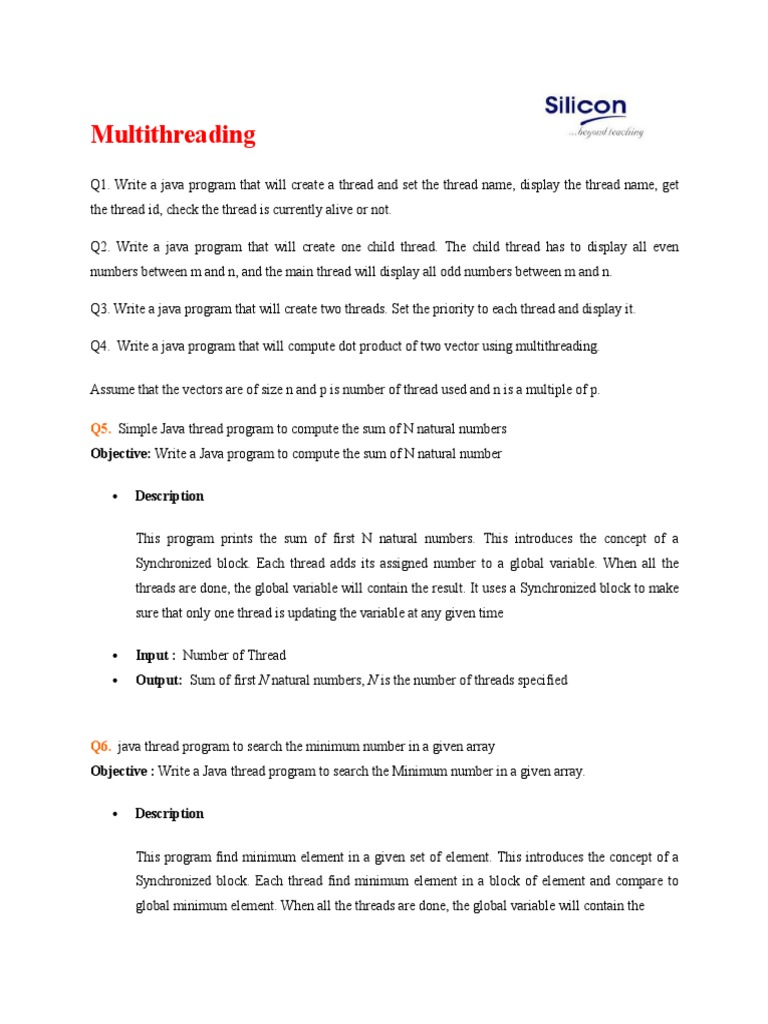 Java MultiThreading | PDF | Thread (Computing) | Matrix (Mathematics) Java MultiThreading | PDF | Thread (Computing) | Matrix (Mathematics)