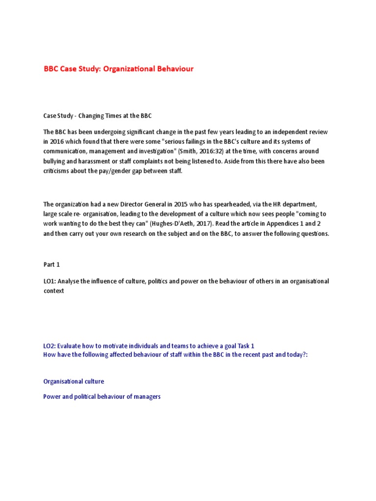 BBC Case Study: Organizational Behaviour | PDF | Power (Social And ...