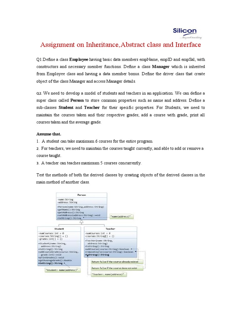 Assignment On Java Inheritance Pdf Method Computer Programming