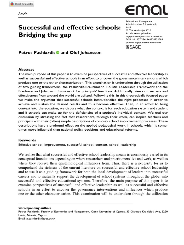 Successful and Effective Schools Bridging The Gap | PDF | Leadership ...