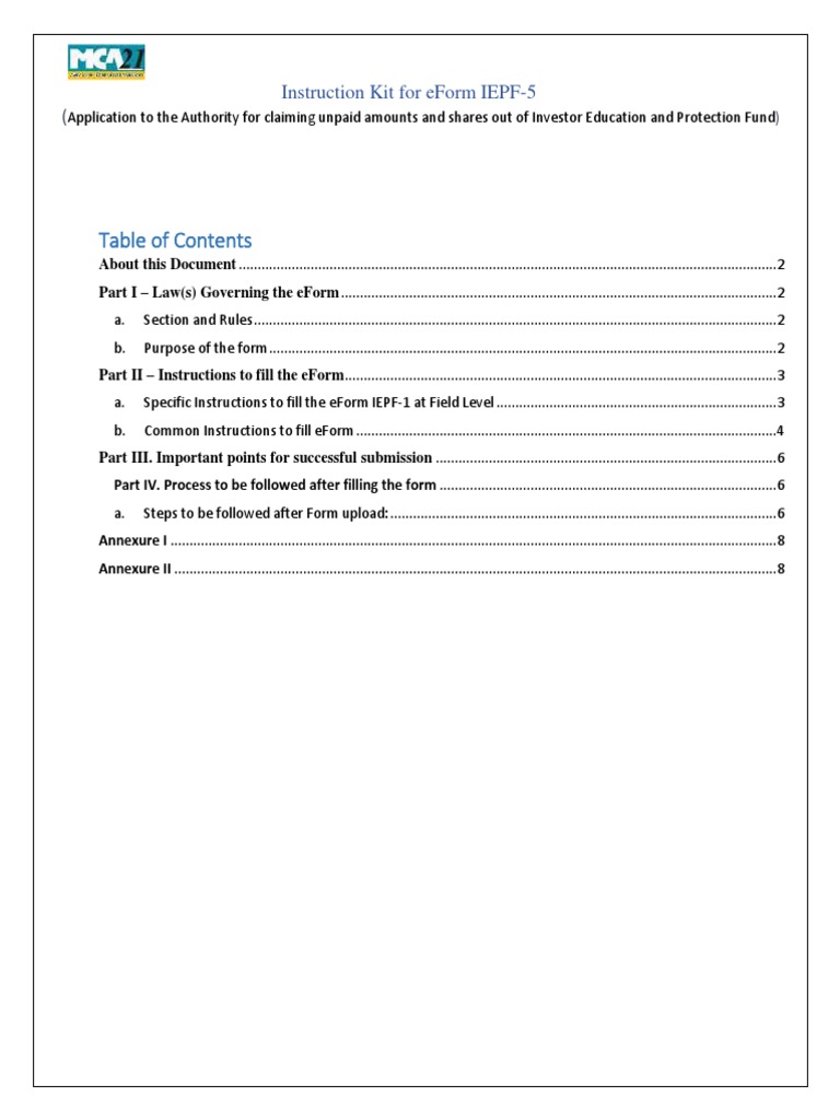 Instruction Kit For Eform Iepf-5 | PDF
