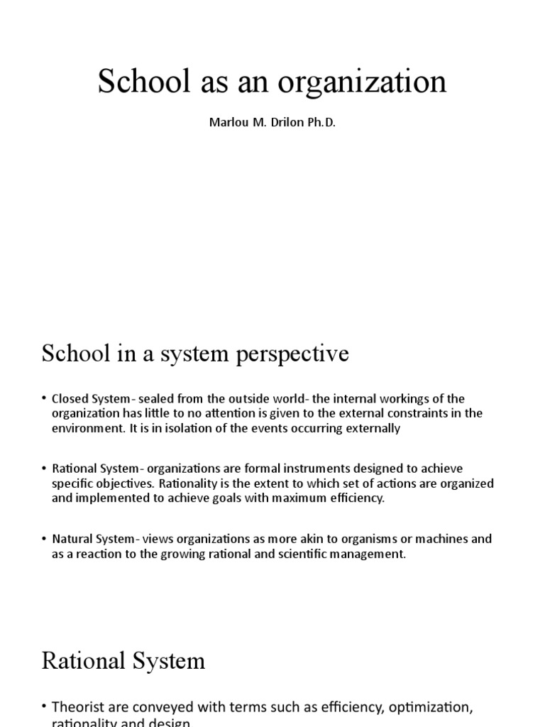 Understanding School Organization Models | PDF | System | Rationality