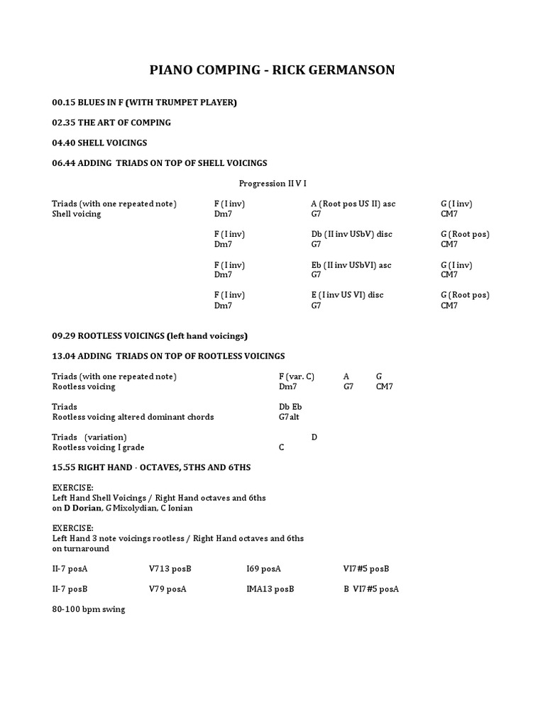 Piano Comping - Rick Germanson | PDF | Musical Compositions | Popular Music