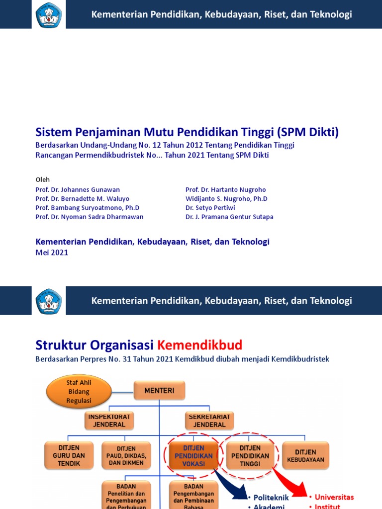 Sistem Penjaminan Mutu Pendidikan Tinggi (SPM Dikti) | PDF