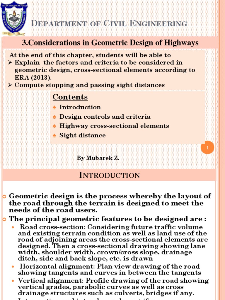 Considerations in Geometric Design of Roads | PDF | Road | Lane