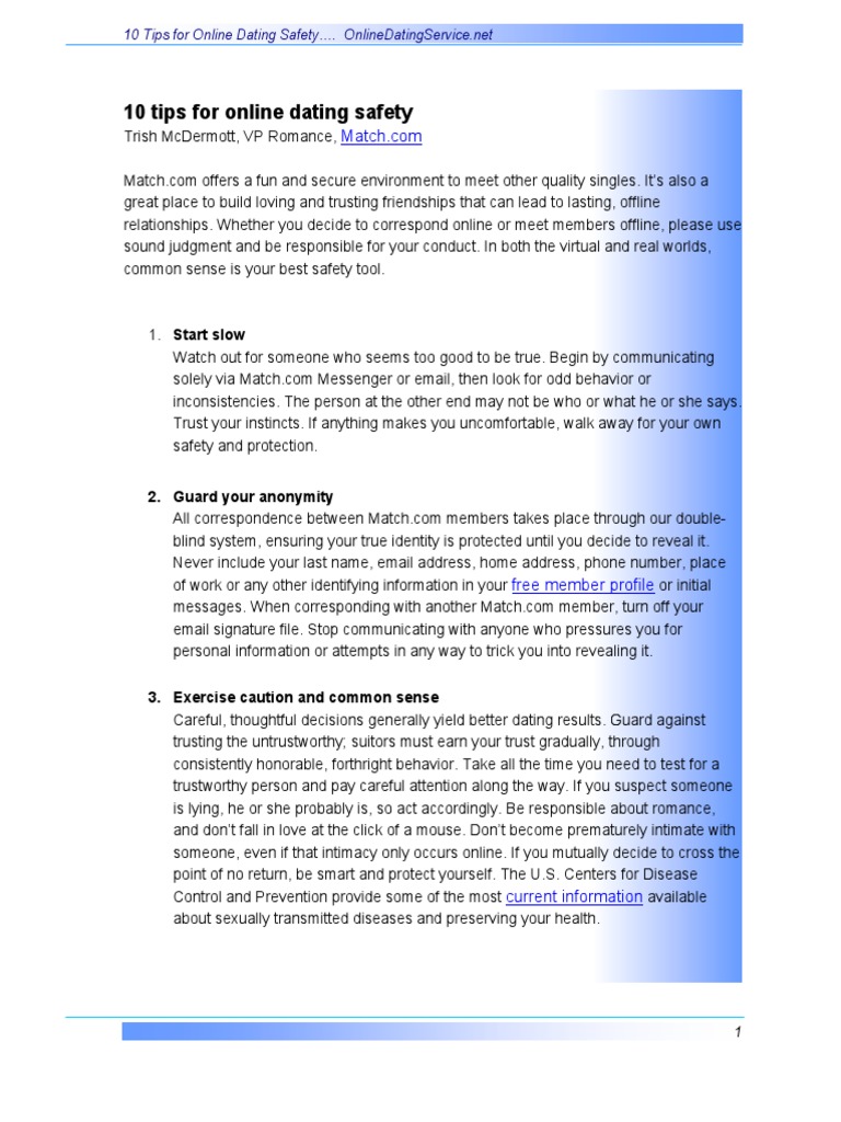 10 Tips For Dating Safety | PDF | Online And Offline | Online Dating ...
