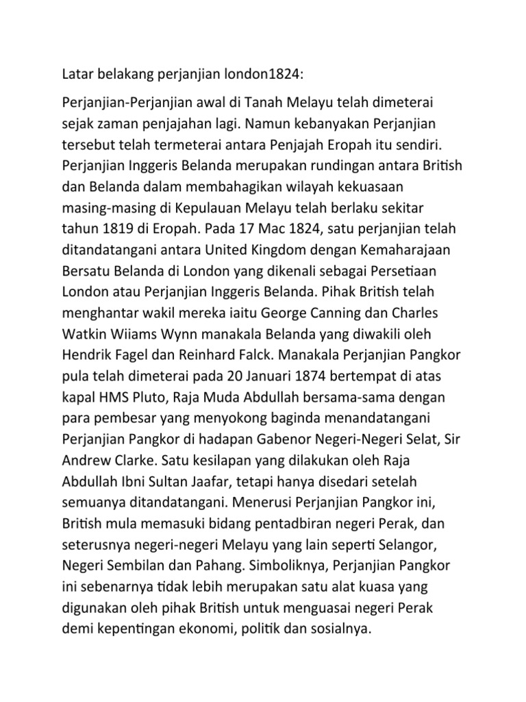 Perjanjian London 1824 dan Dampaknya | PDF | Perjalanan | Sejarah