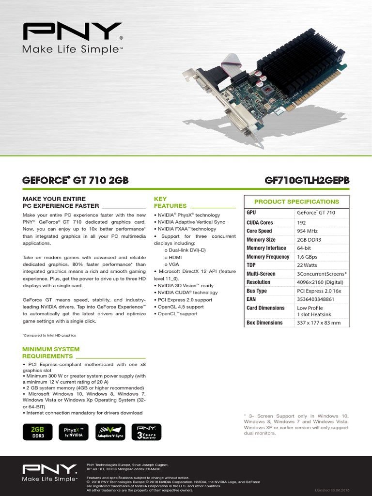 Geforce GT 710 2GB Gf710Gtlh2Gepb: Make Your Entire PC Experience Faster | PDF | Graphics ...