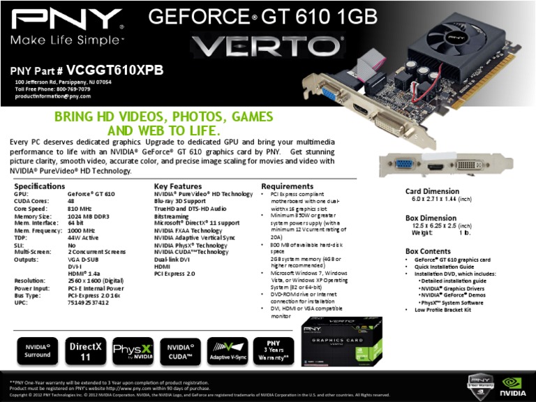 GT 610 1GB | PDF | Computing | Ibm Pc Compatibles
