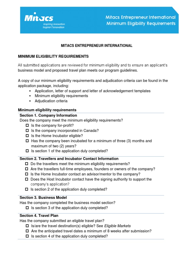 MEI - Minimum Eligibility Requirements | PDF | Business | Economies