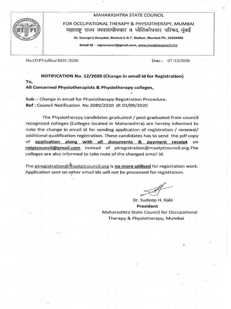 Physiotherapy Registration Procedure | PDF