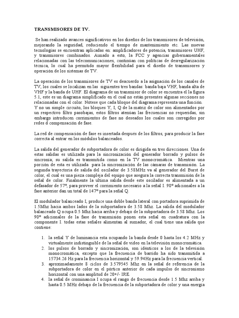 Avances en Transmisores de TV | PDF | Transmisor | Filtro electronico
