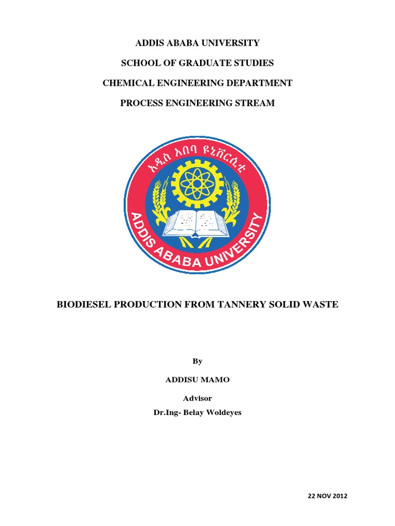 MSC Addisu Mamo | PDF | Biofuel | Biodiesel