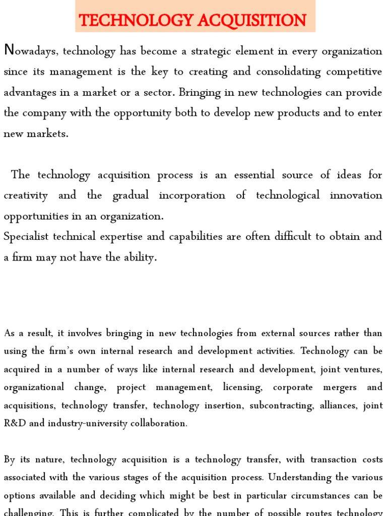 Technology Acquisition | PDF | Mergers And Acquisitions | Ownership