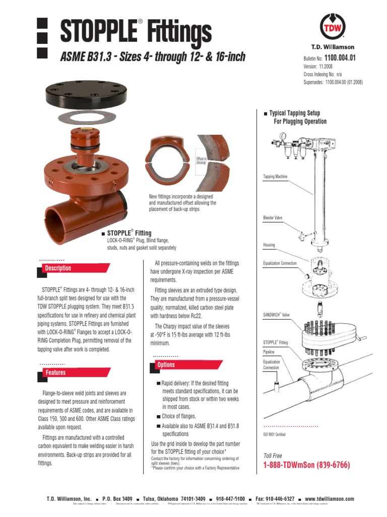 1100.004.01 B31.3 STOPPLE Fit | PDF | Mechanical Engineering | Gas ...