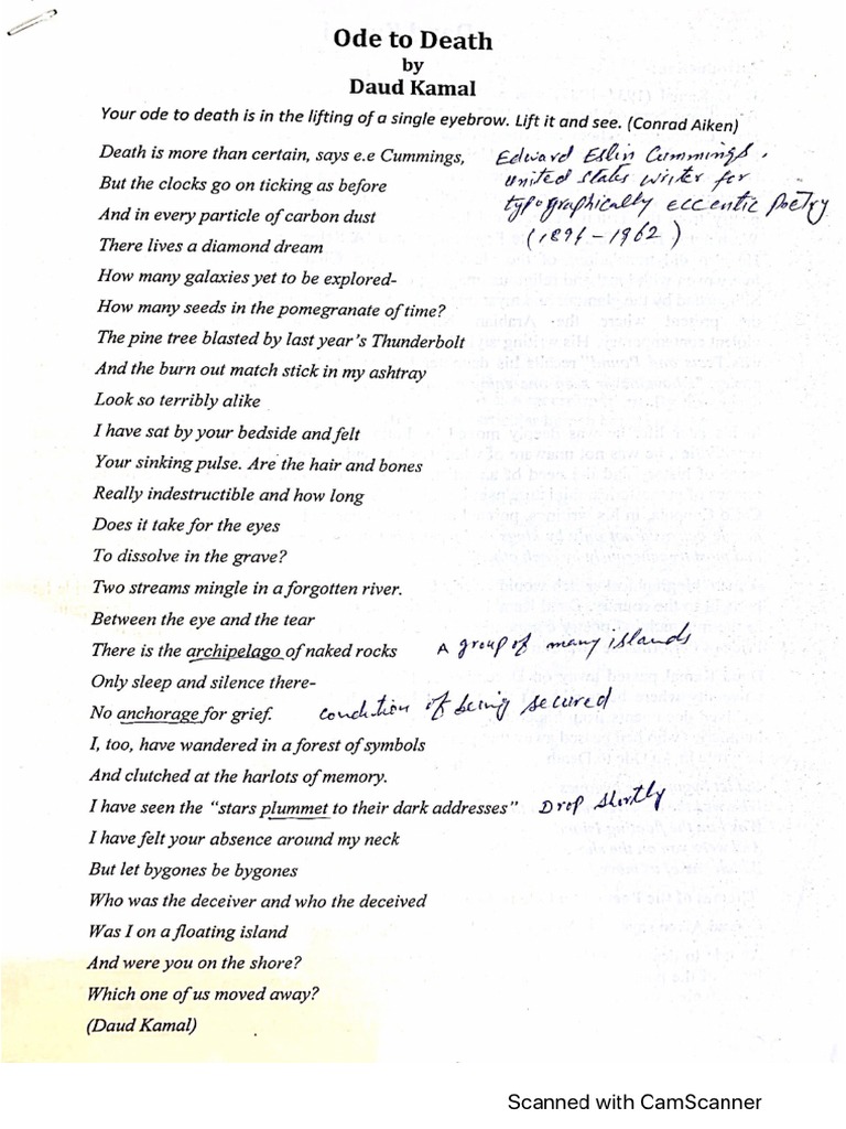 Ode To Death by Daud Kamal and Langston Hughes' Poetry | PDF
