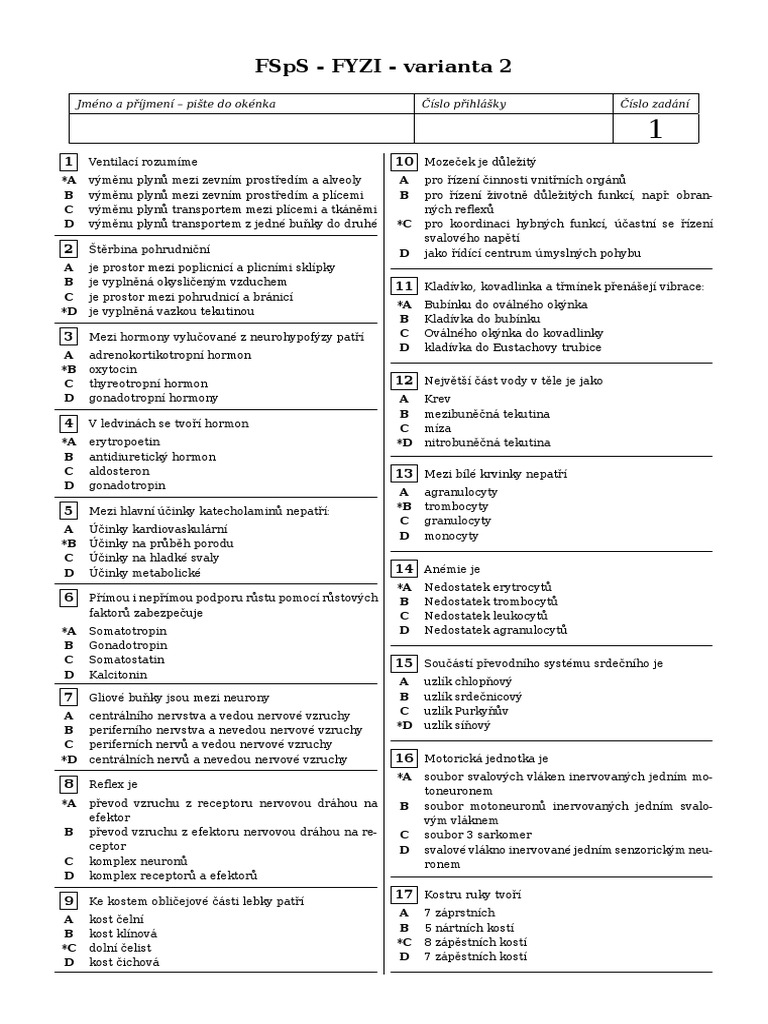 Zadani FSPS FYZI Varianta 2 | PDF