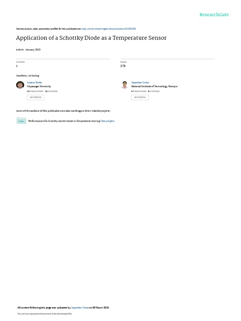 Application of A Schottky Diode As A Temperature Sensor: January 2015 ...