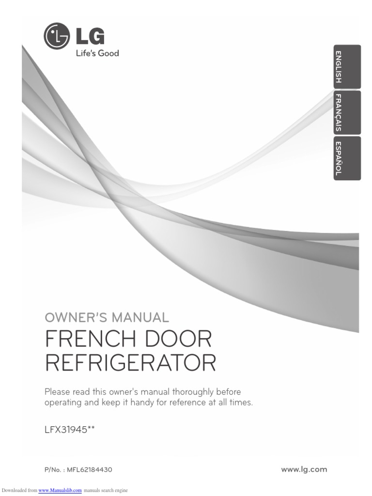 lfx31945st Owners Manual | PDF | Refrigerator | Ac Power Plugs And Sockets