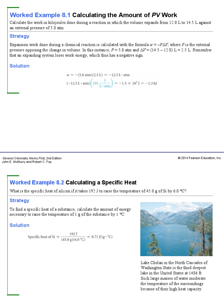 Calculating The Amount of PV Work: Worked Example 8.1 | PDF | Mole ...