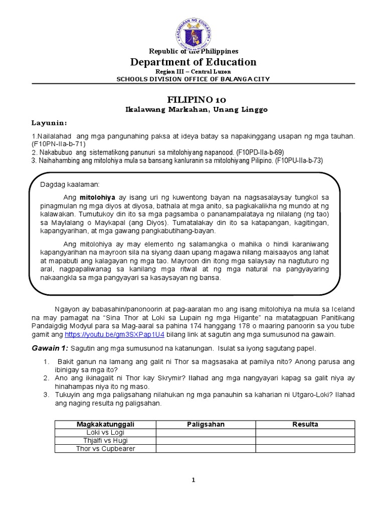 Fil. Learning Activity Sheet Second Quarter | PDF