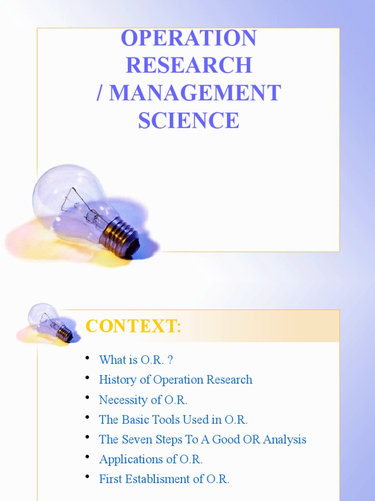 Operation Research / Management Science | PDF | Operations Research ...
