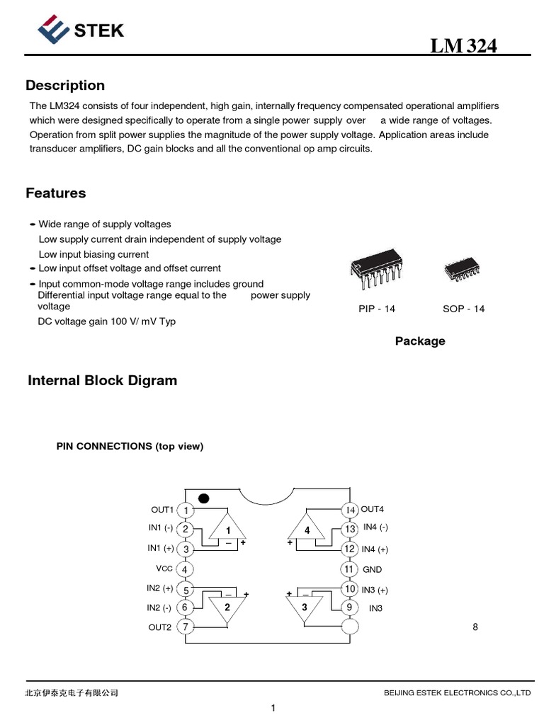 Datasheet lm124 | Download Free PDF | Amplifier | Operational Amplifier