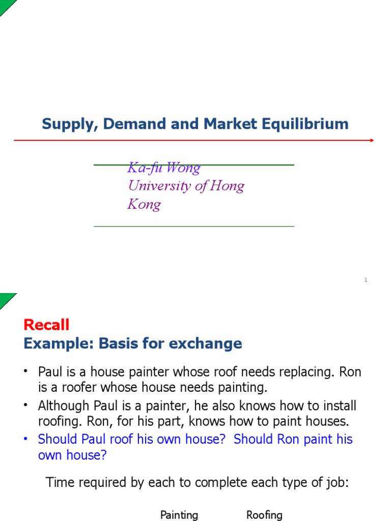 Supply, Demand and Market Equilibrium: Ka-Fu Wong | PDF | Economic ...