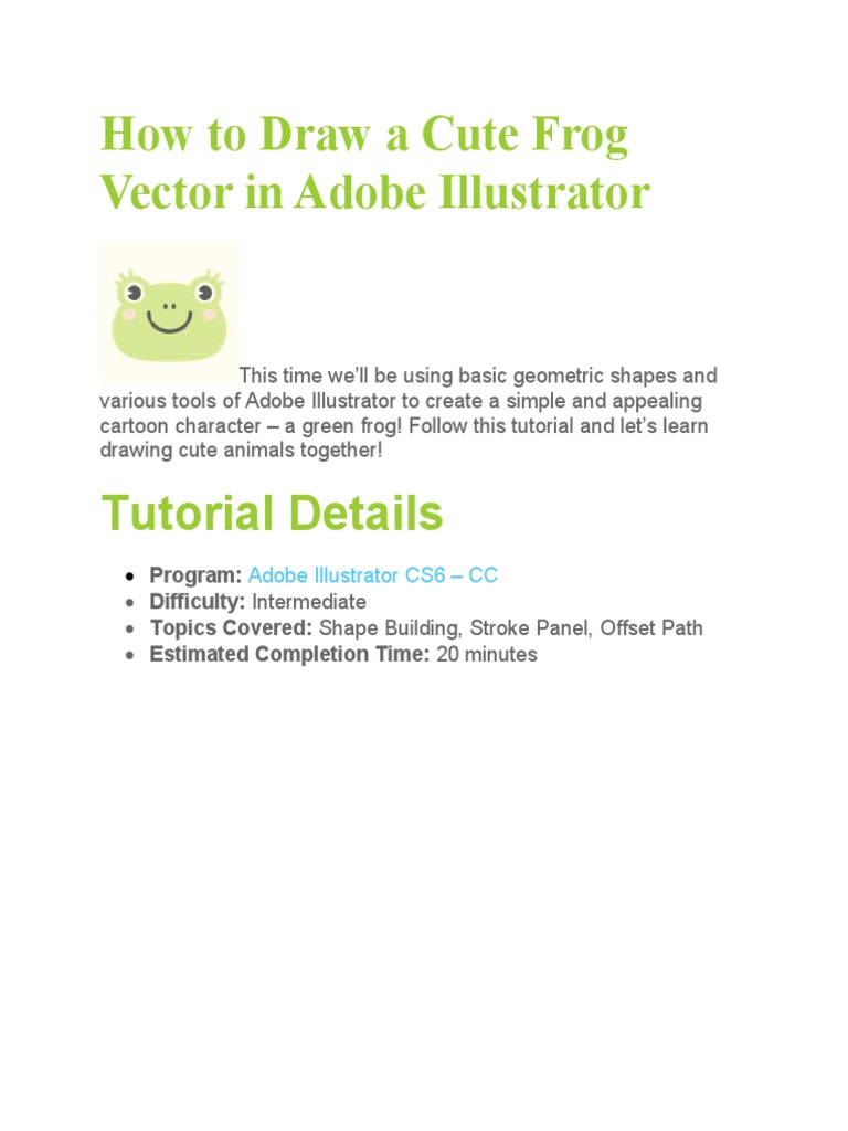 How To Draw A Frog Icon In Adobe Illustrator Pdf Adobe Illustrator