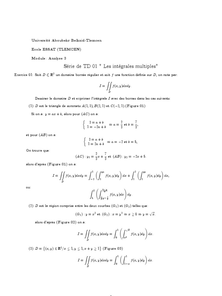 Le Corrigé de La Série de TD1 - Analyse 3 - 2020-2021. | PDF | Analyse mathématique | Mathématiques