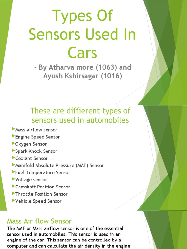 Types of Sensors Used in Cars: - by Atharva More (1063) and Ayush ...