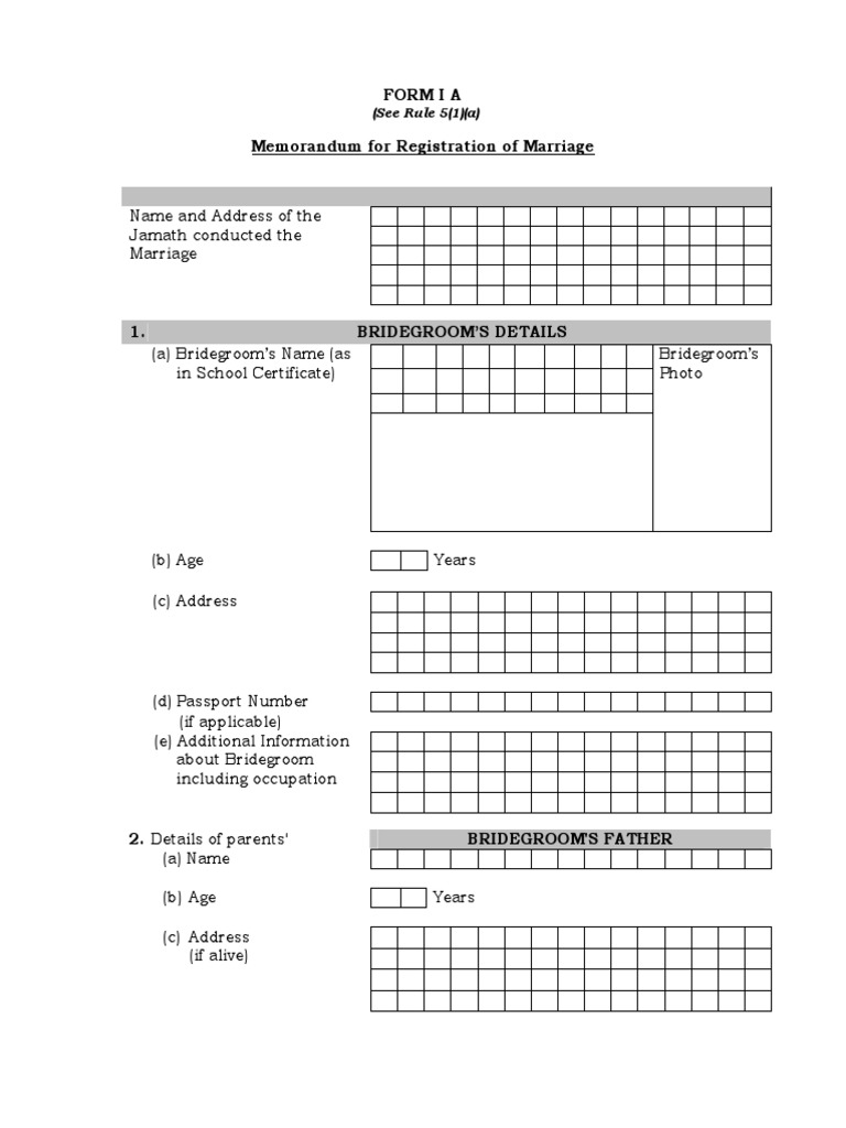 Muslim Marriage Registration Form | PDF | Wedding | Marriage