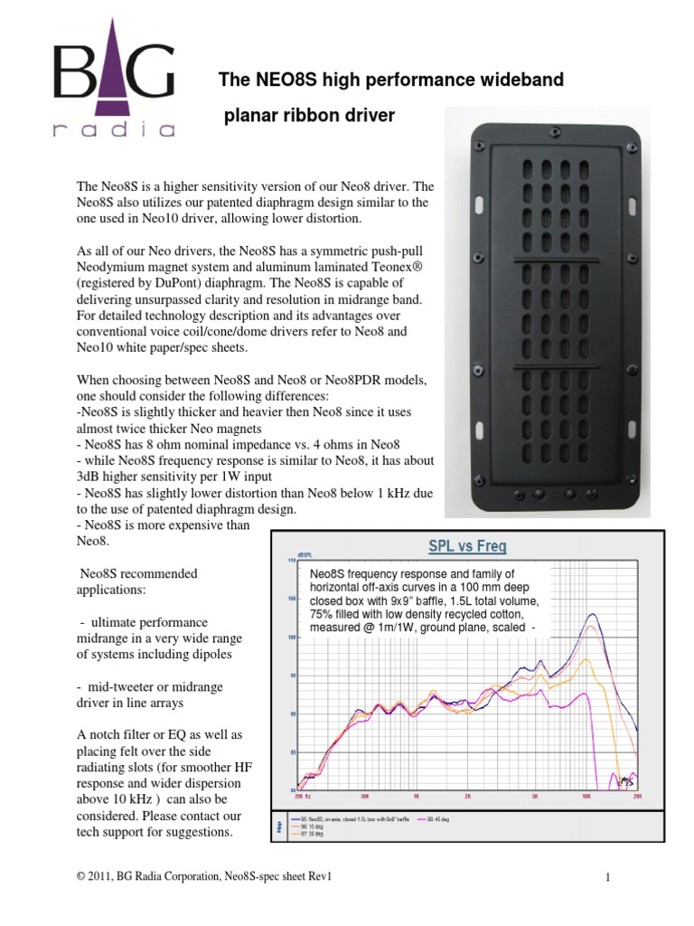 264 752 Bohlender Graebener Neo8s Spec Sheet | PDF | Acoustics | Audio ...