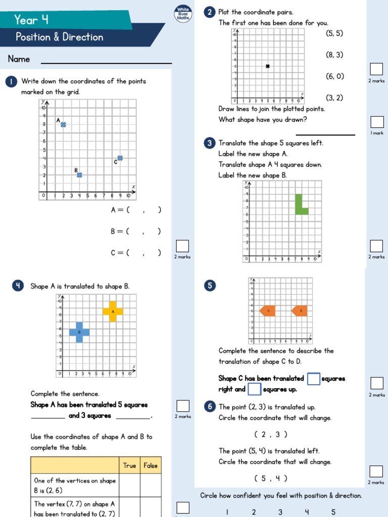 WRM Y4 Summer b6 Position Direction Assessment | PDF