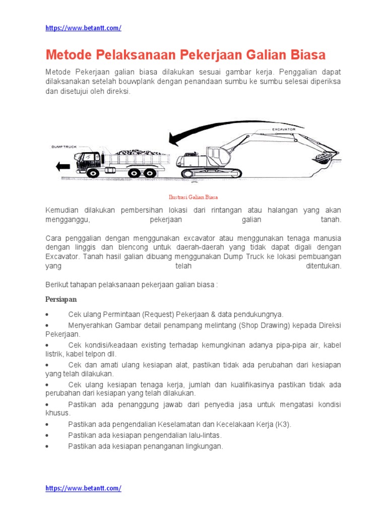 Metode Pelaksanaan Pekerjaan Galian Biasa | PDF