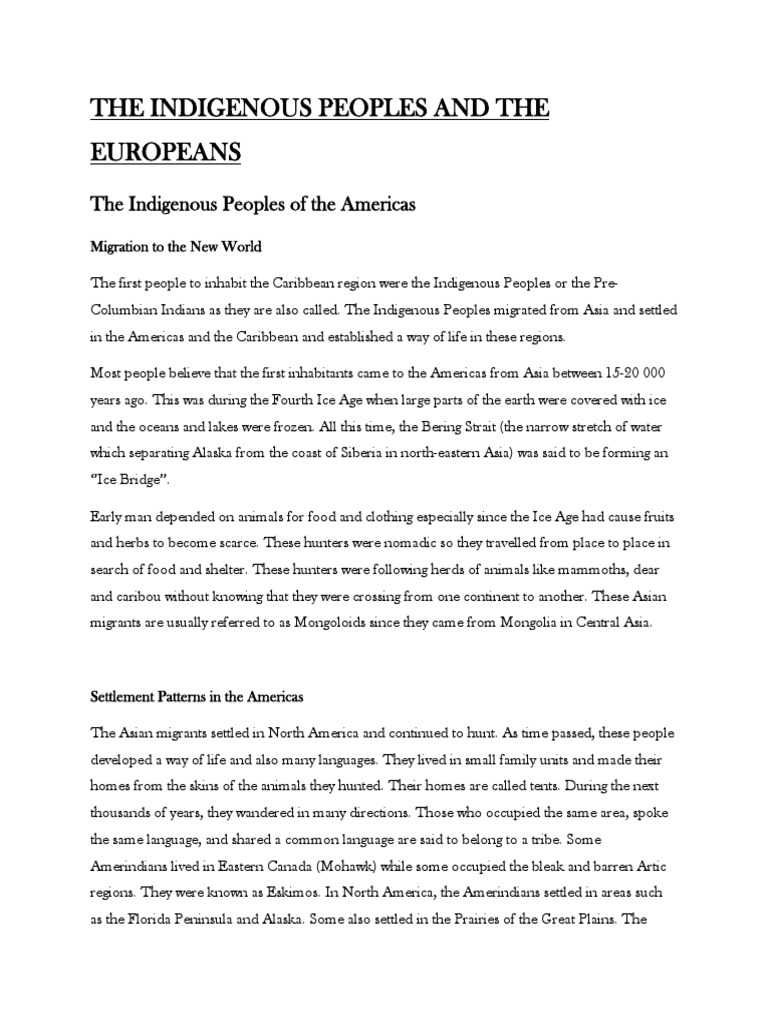 Theme 1 - The Indigenous Peoples and The Europeans - Notes | PDF ...