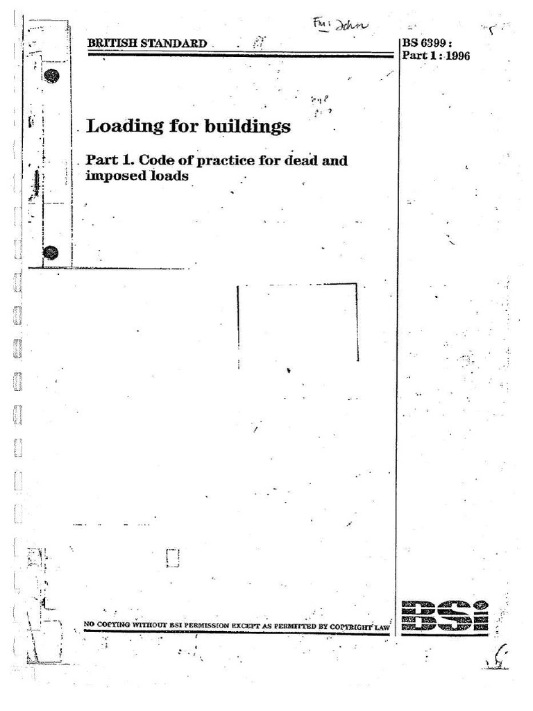 Bs 6399 Part1 1996 Loading For Buildings | PDF