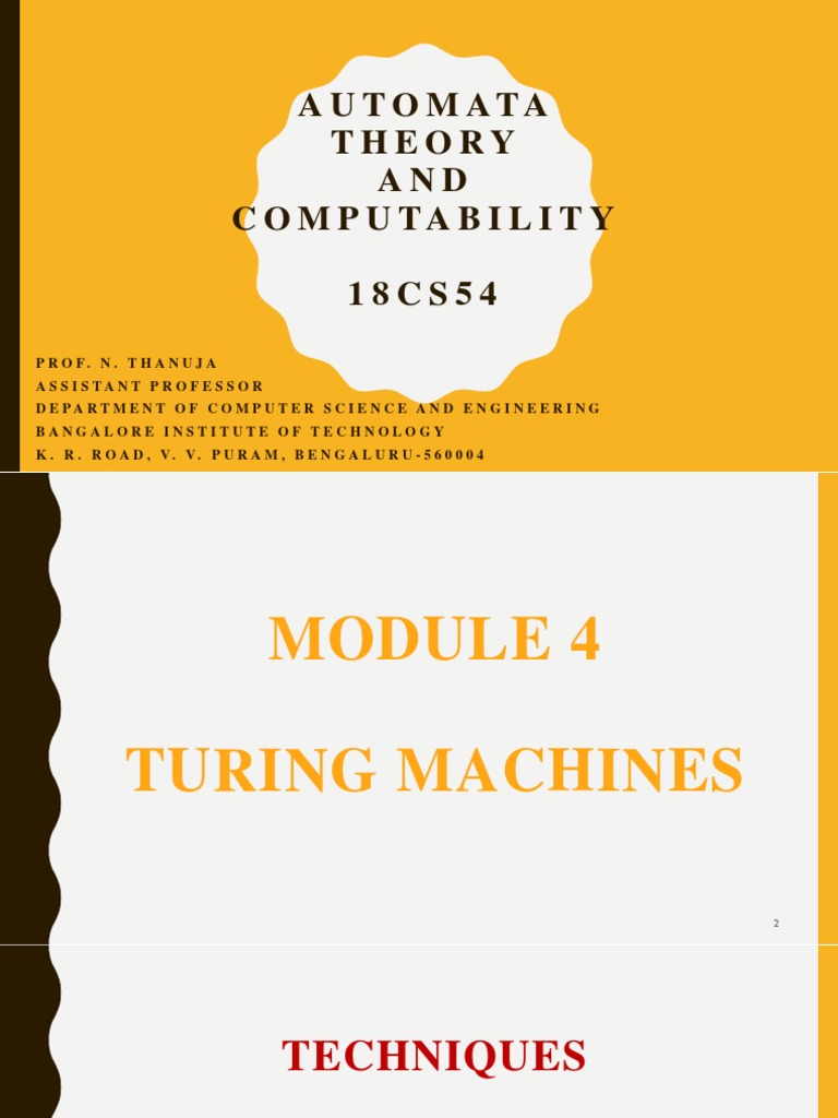 18CS54 - ATCI - MODULE 4 - TURING MACHINES - Part 2 | PDF | Computer Programming | Formalism ...