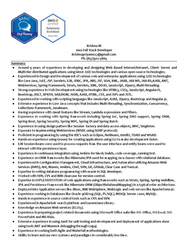 Krishna-Java Developer | PDF | Spring Framework | Angular Js